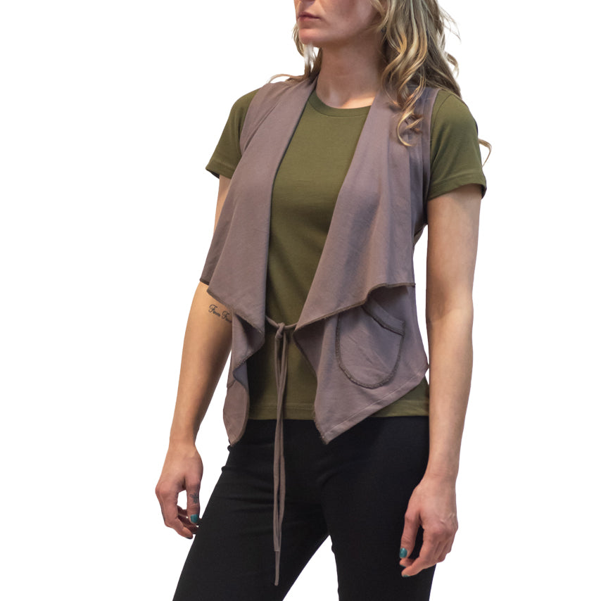 Vintage Drape Vest | Mushroom – Spiritex | Sustainable Fabric & Apparel